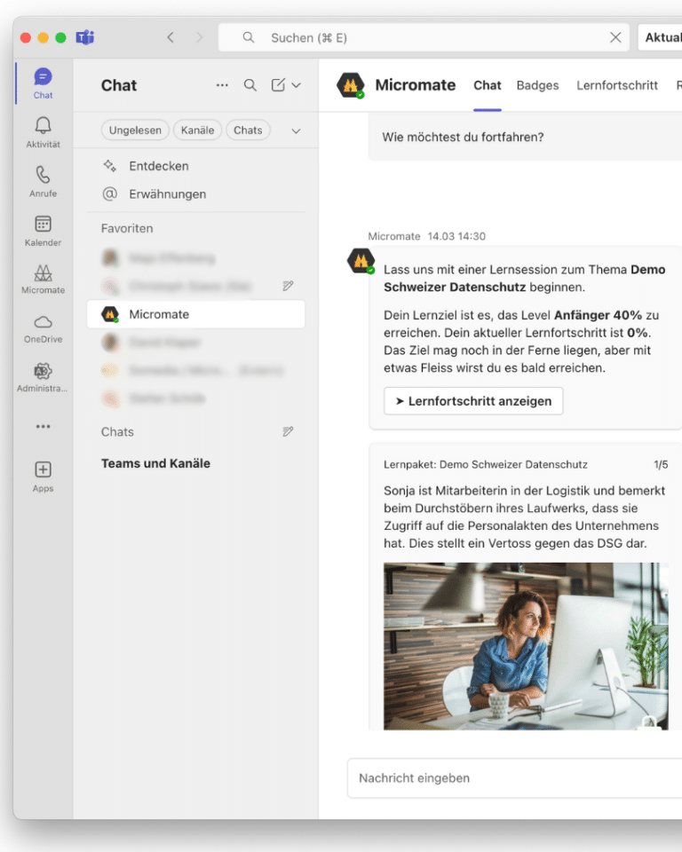 Microlearning direkt in Microsoft Teams - Micromate.ai